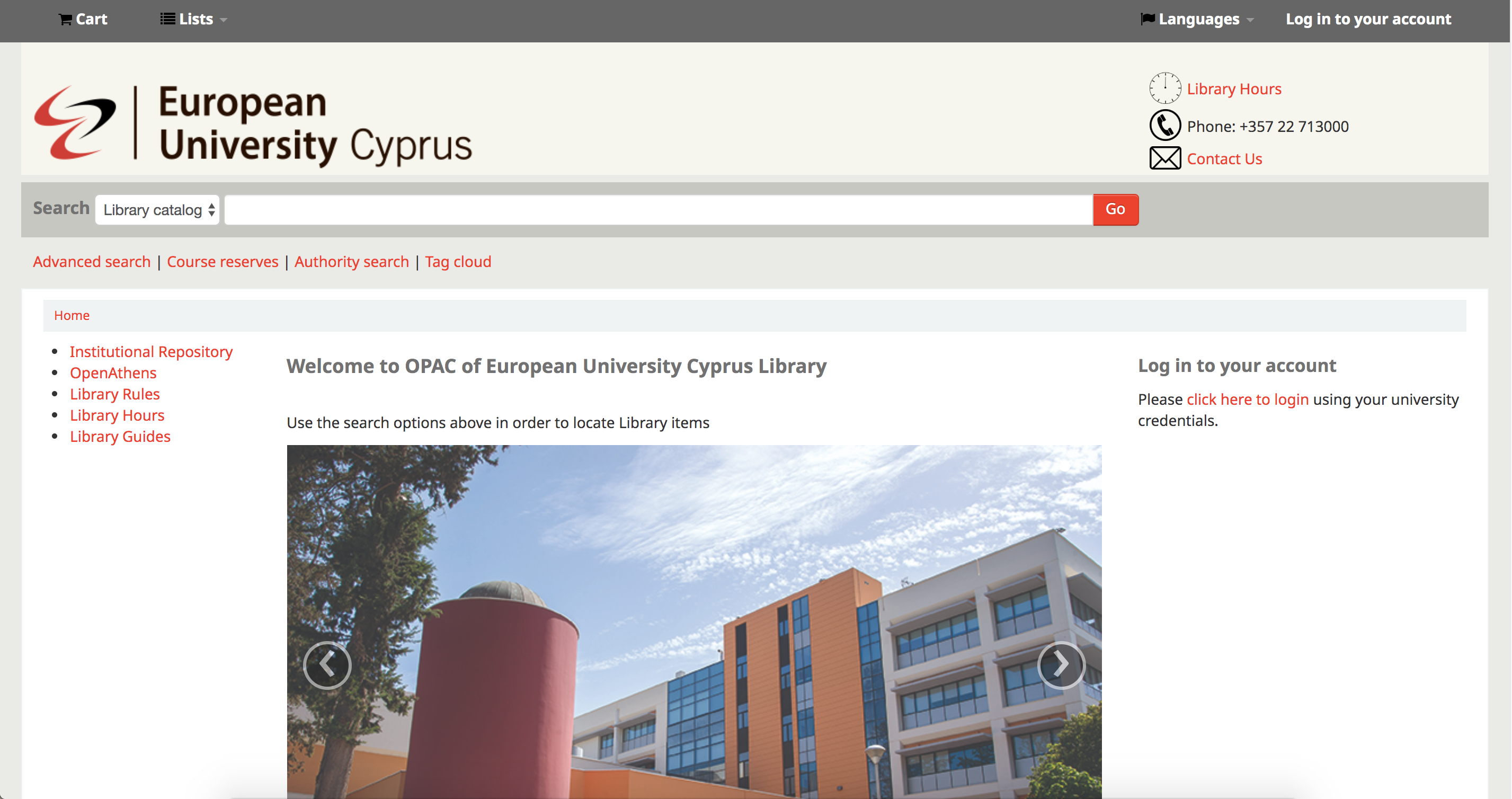 European University Cyprus Library - DATALY TECH